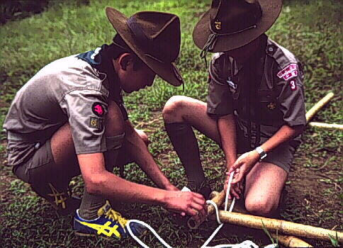 Figure 4.--Japanese Scouts wear the Smokey the Bear hats first worn by ...